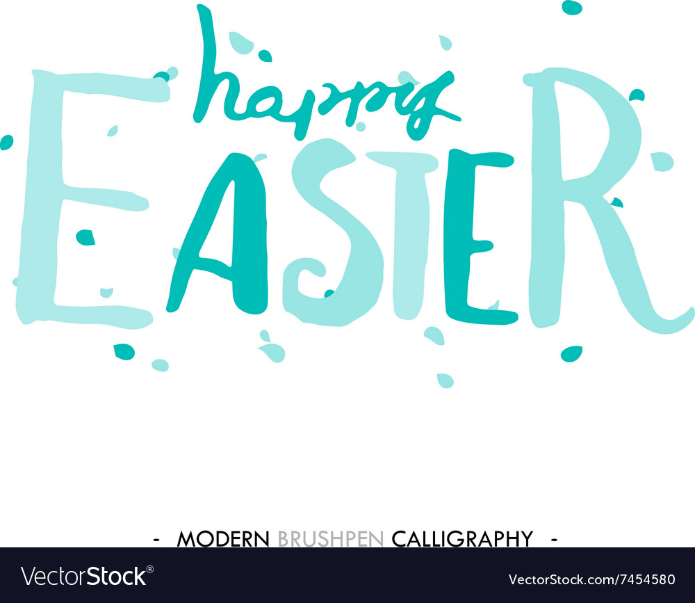 Happy easter lettering write with brush pen Vector Image