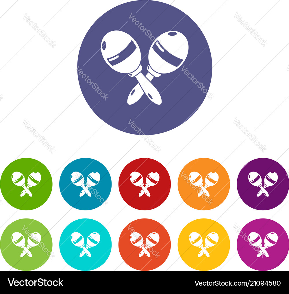 Maracas icons set color Royalty Free Vector Image