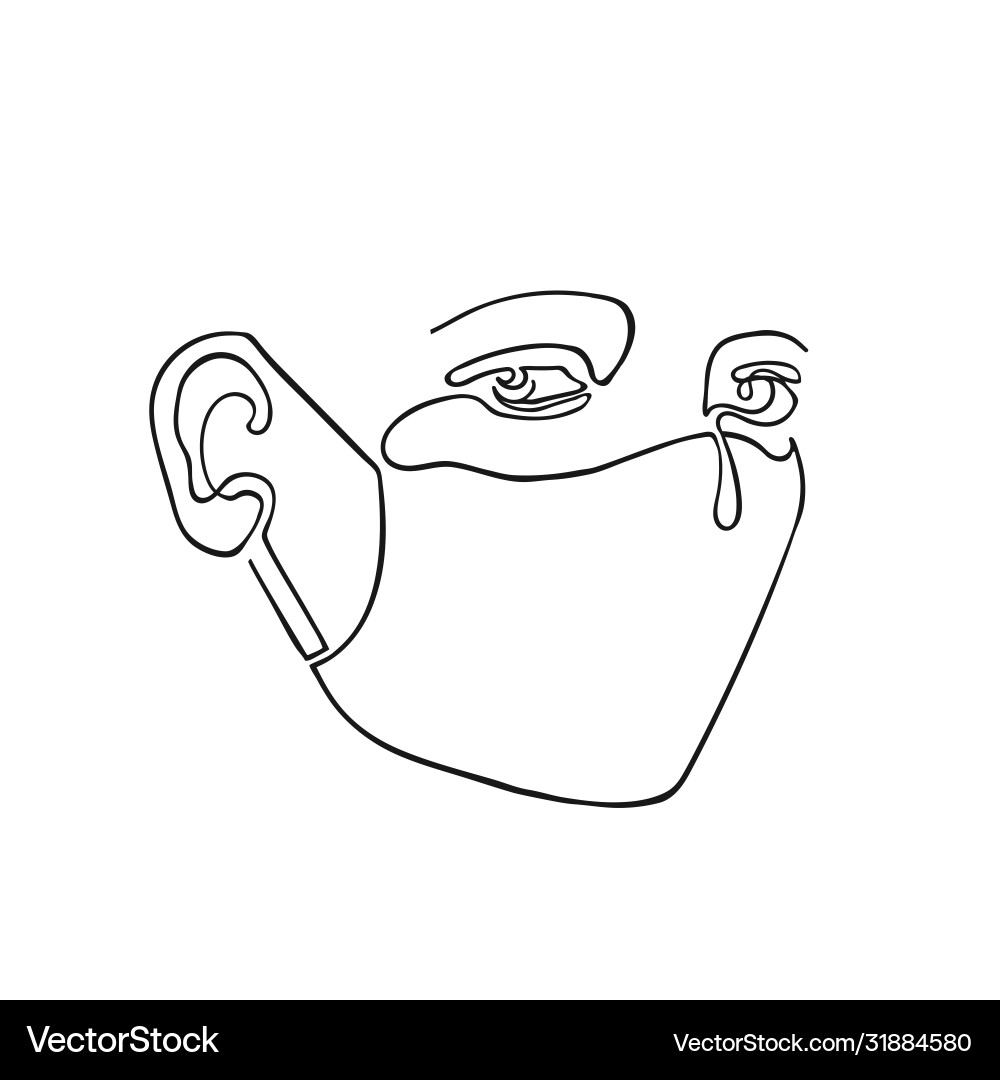 Outline portpait masked man Royalty Free Vector Image