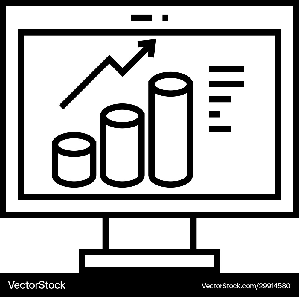Rising value line icon concept sign outline Vector Image