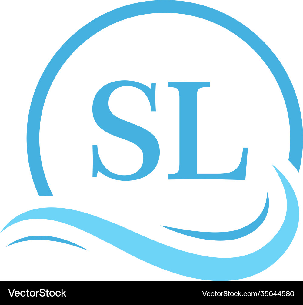 Sl lettering logo design in water wave modern Vector Image