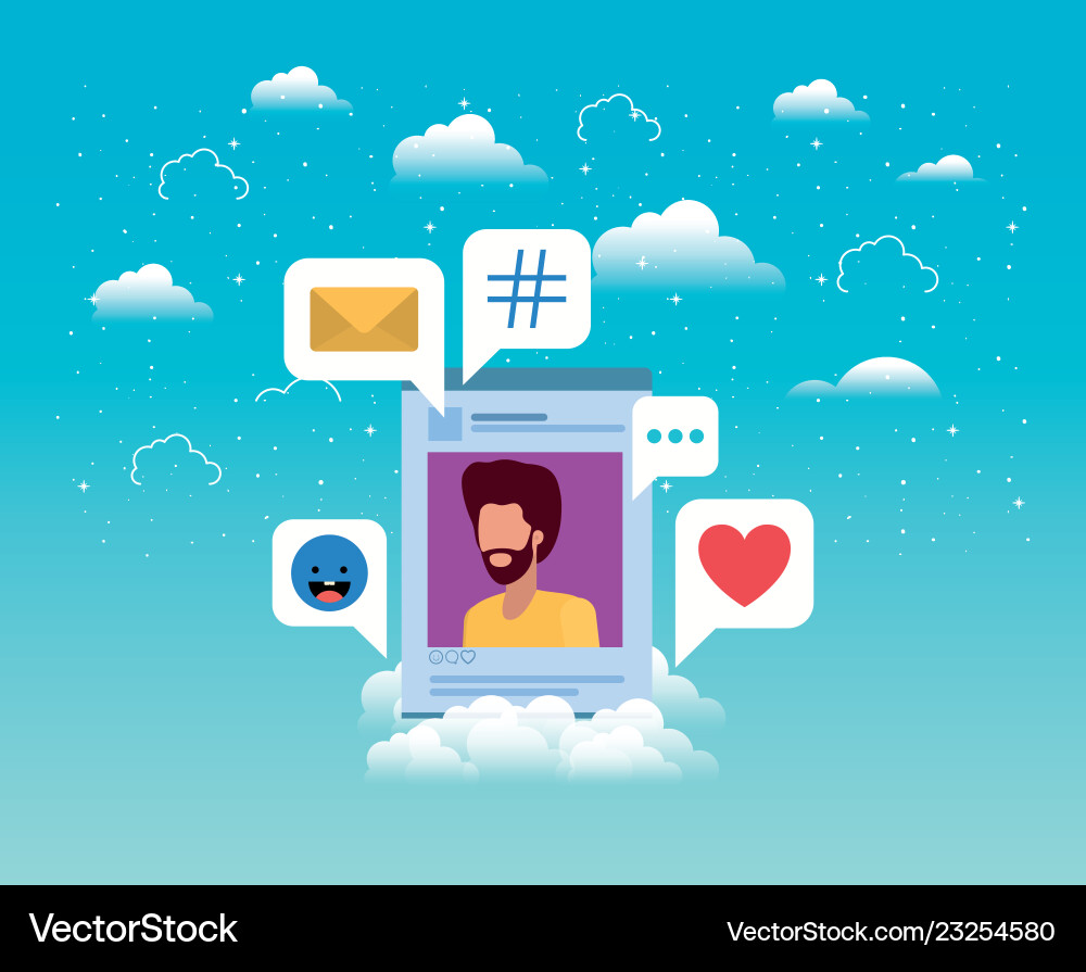 Social media man acount template Royalty Free Vector Image