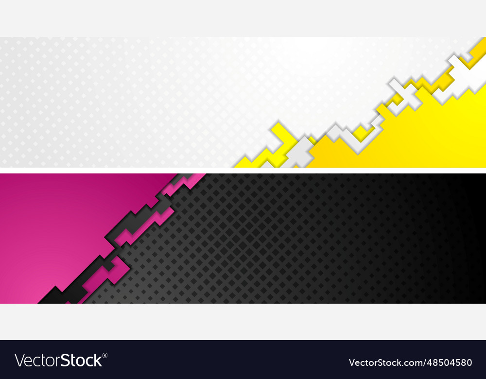 Tech geometry web headers banners Royalty Free Vector Image