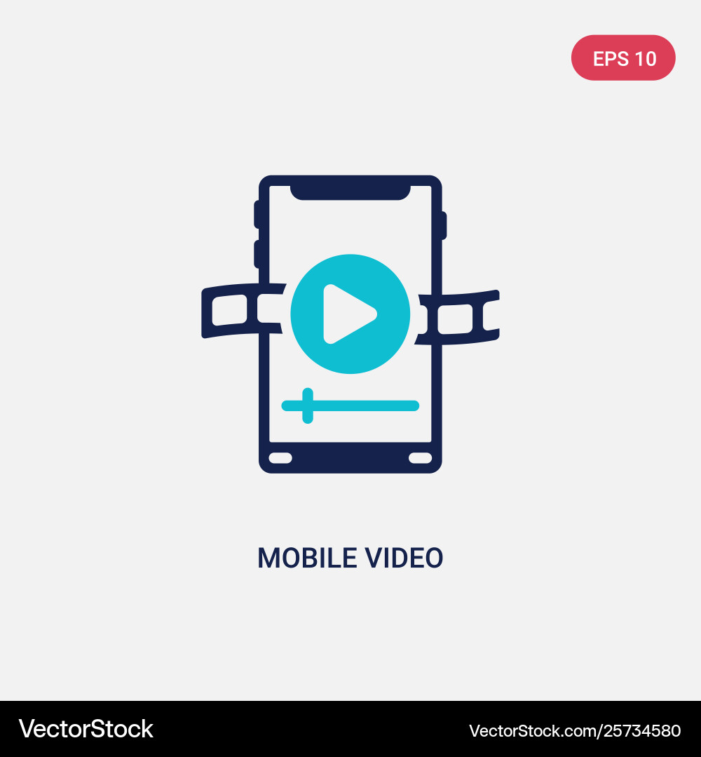 Two color mobile video icon from blogger Vector Image