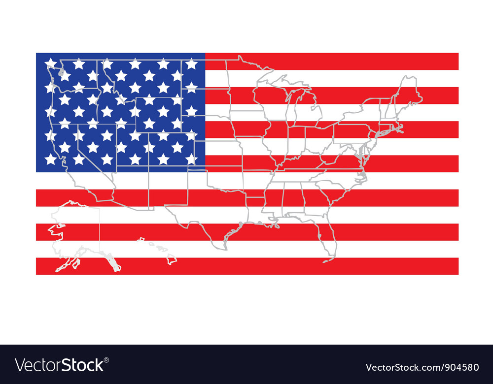 United states flag with map Royalty Free Vector Image