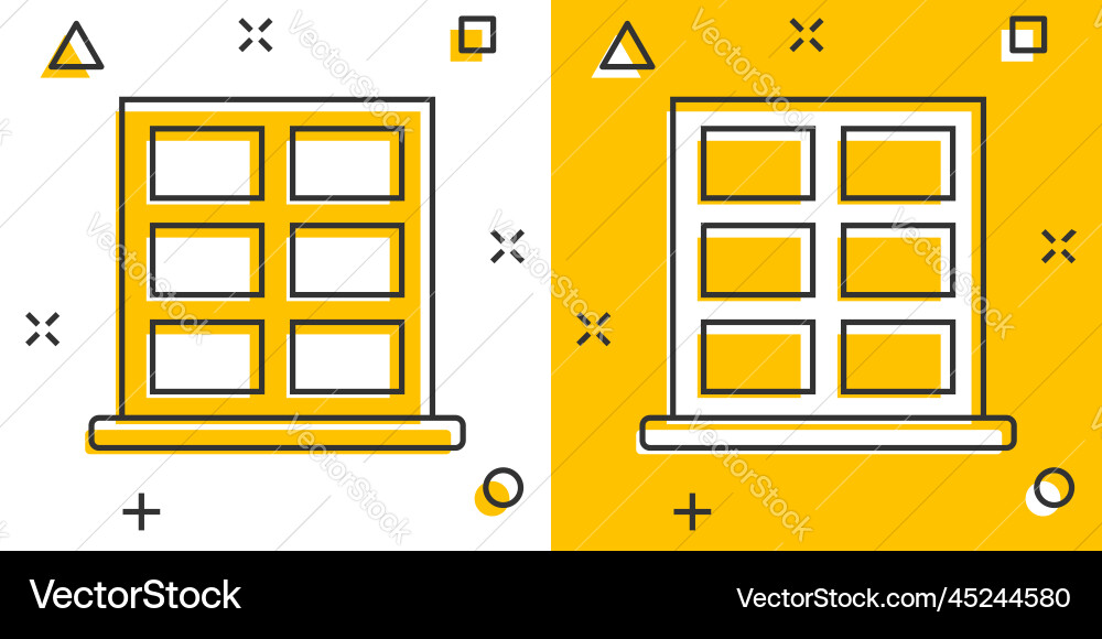 Window icon in comic style casement cartoon Vector Image