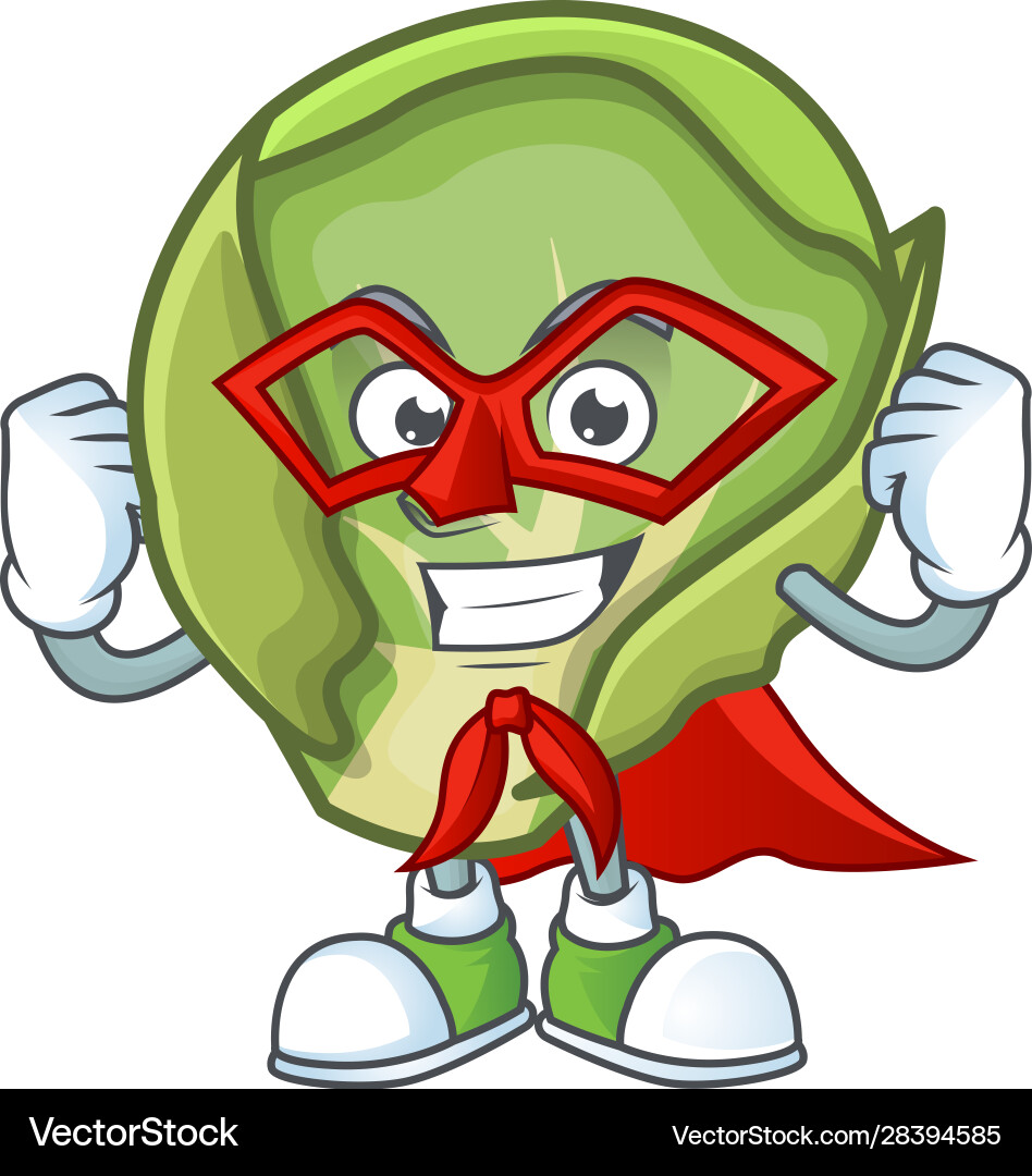 A cartoon brussels sprouts with super hero Vector Image