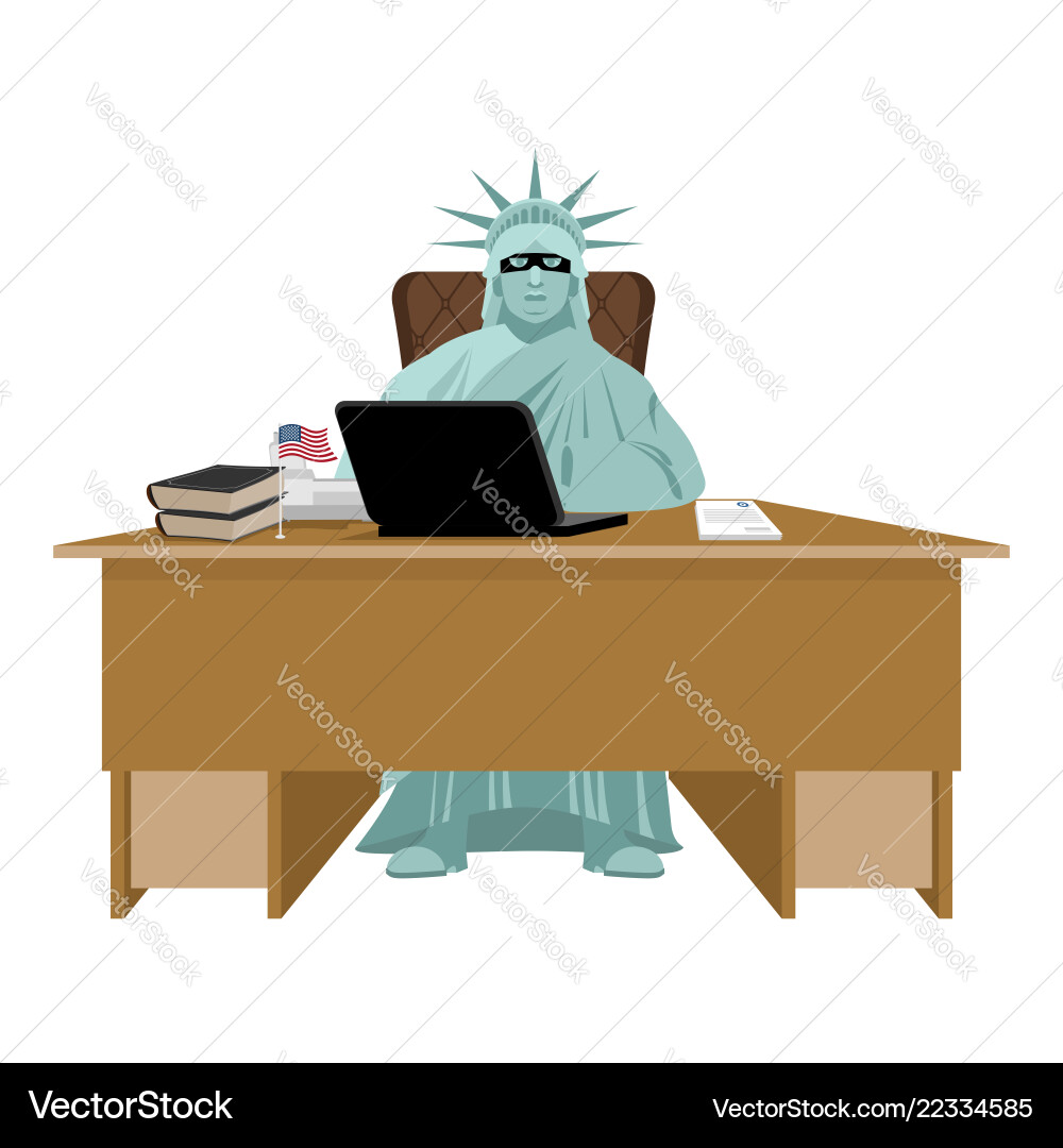 American hacker computer thief from usa statue of Vector Image
