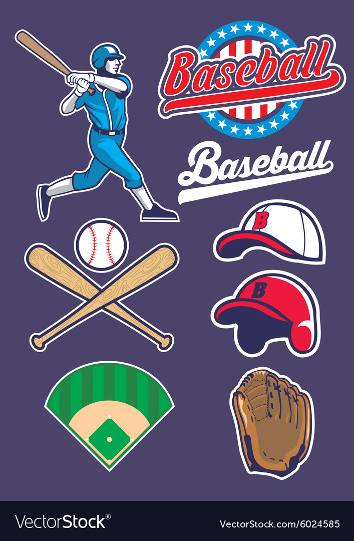 Baseball set Royalty Free Vector Image - VectorStock