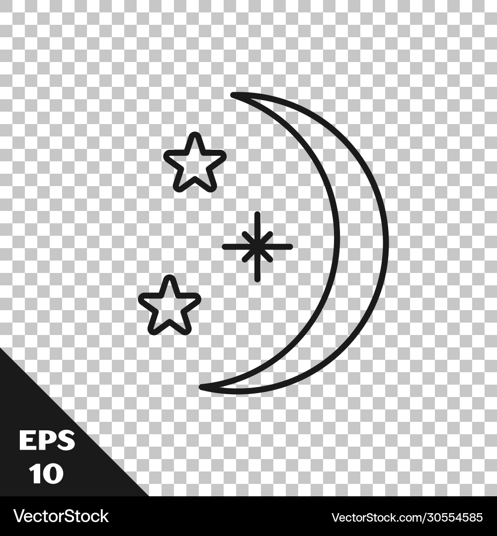 Black line moon and stars icon isolated Royalty Free Vector