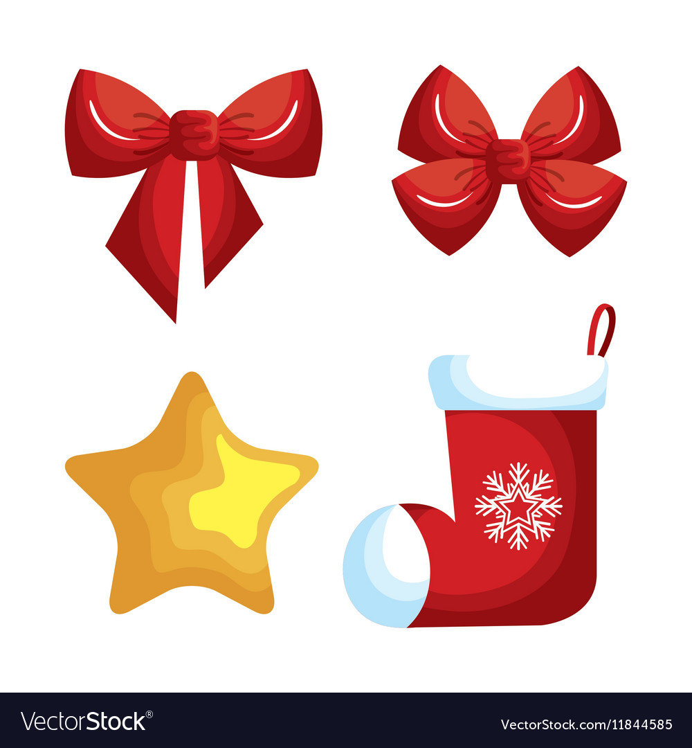 Christmas decoration set icons Royalty Free Vector Image