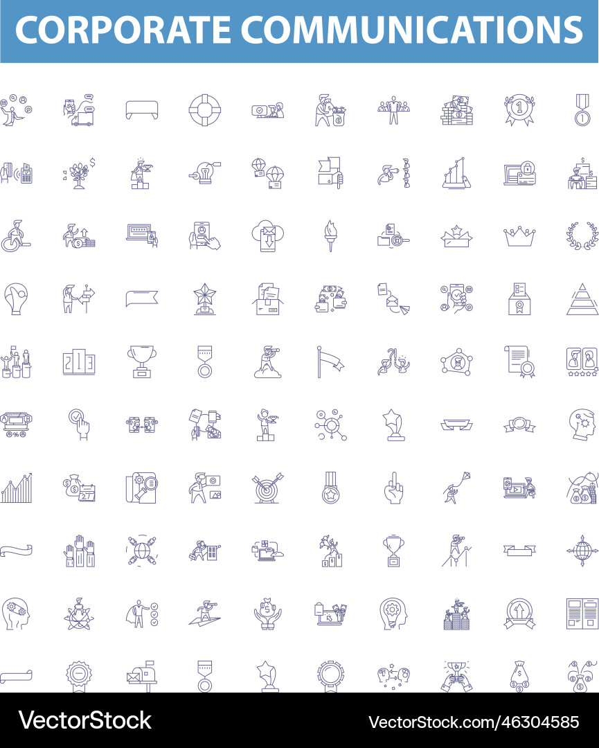 Corporate communications line icons signs set Vector Image