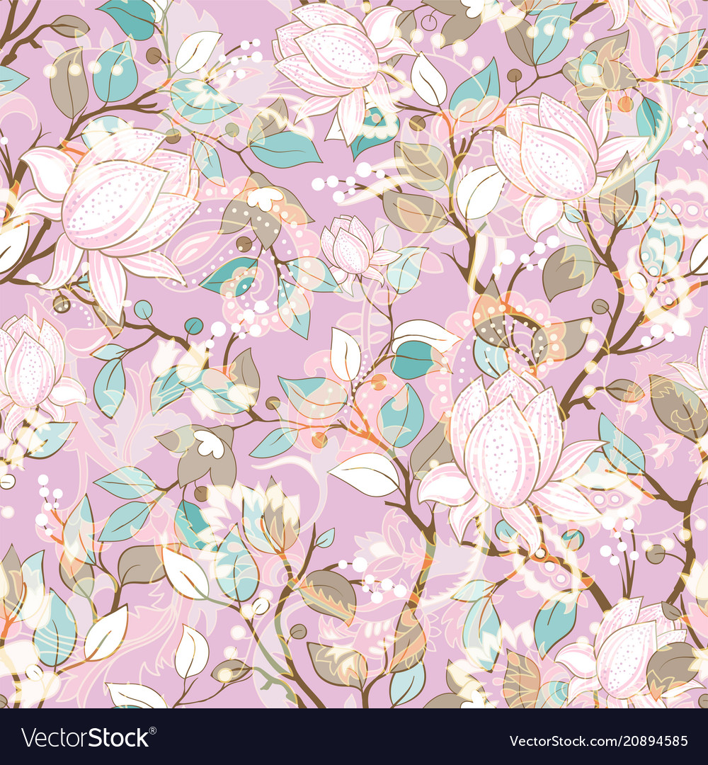 Delicate seamless pattern with large decorative Vector Image