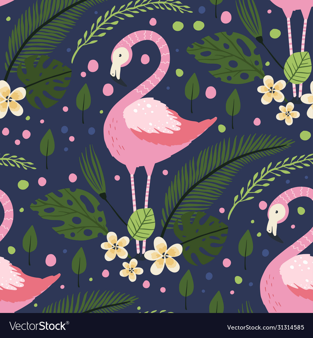 Flamingo seamless pattern Royalty Free Vector Image