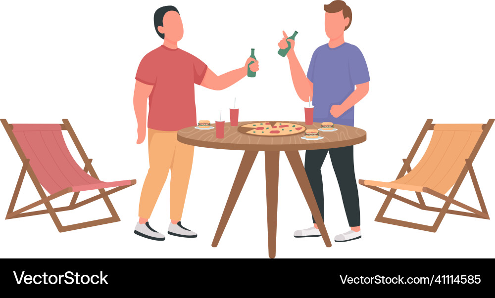Guys hanging out flat color faceless characters Vector Image