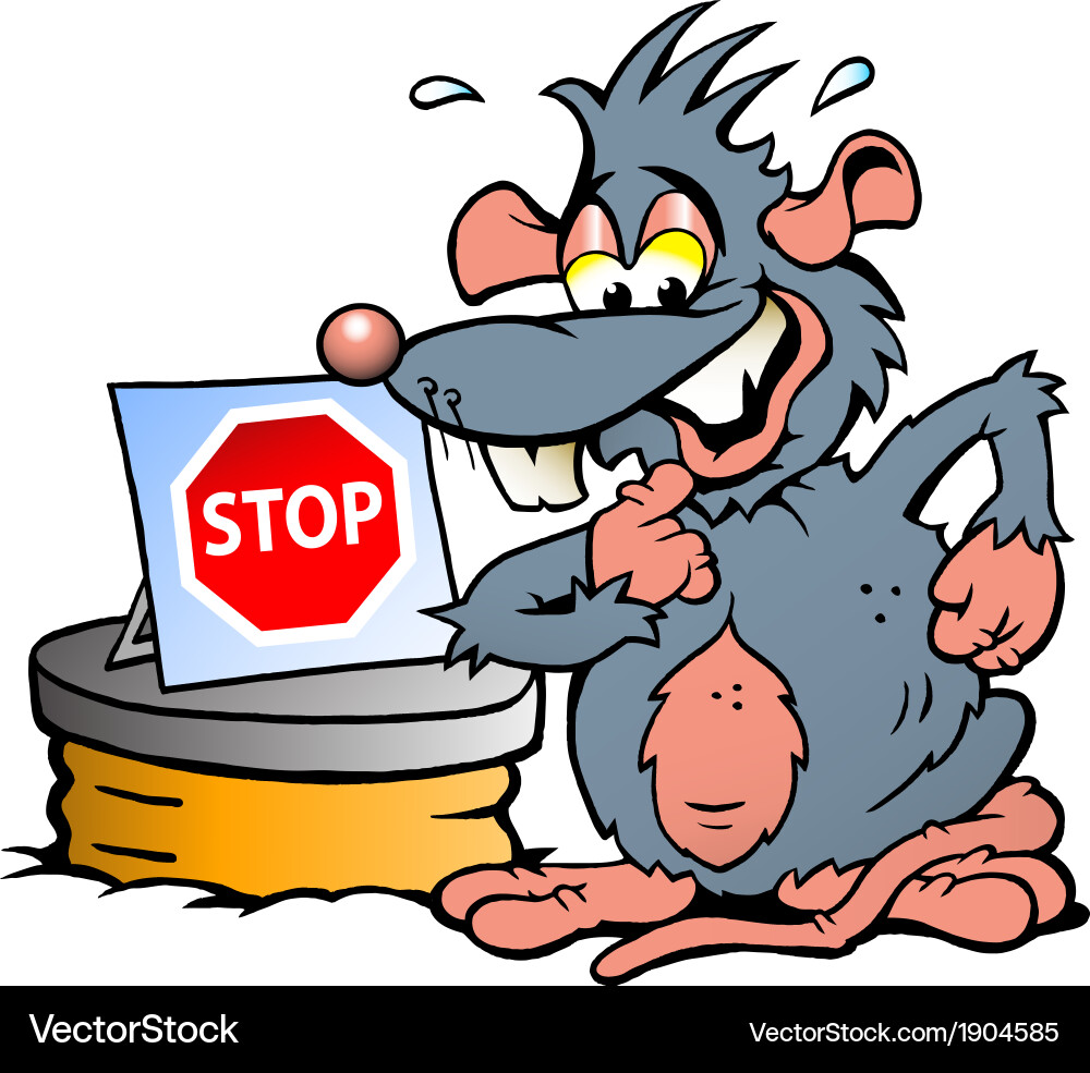 Hand-drawn of an scared rat standing in front Vector Image