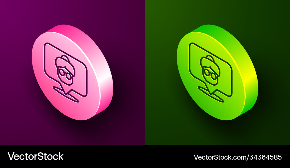 Isometric line nursing home building icon isolated
