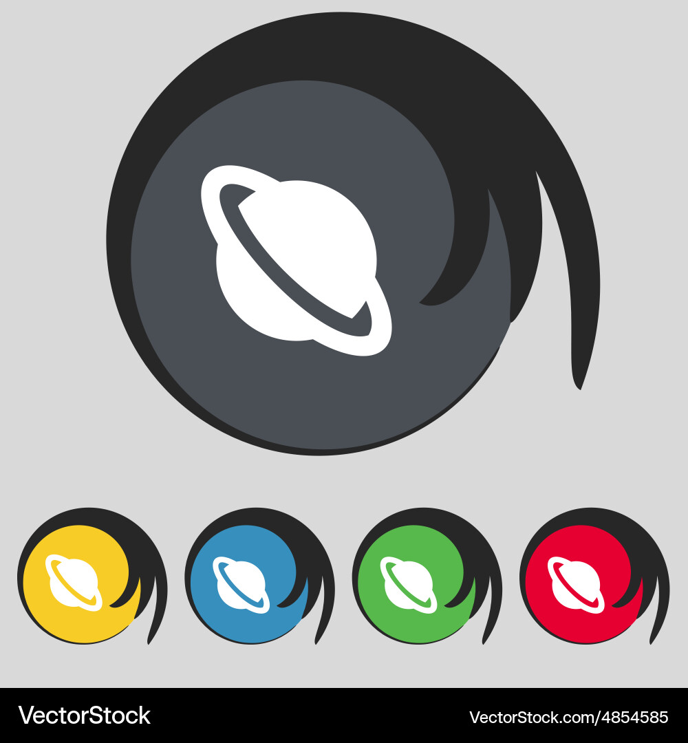 Jupiter planet icon sign symbol on five colored Vector Image