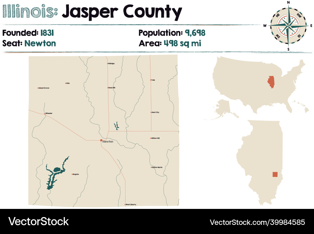 Map of jasper county in illinois Royalty Free Vector Image