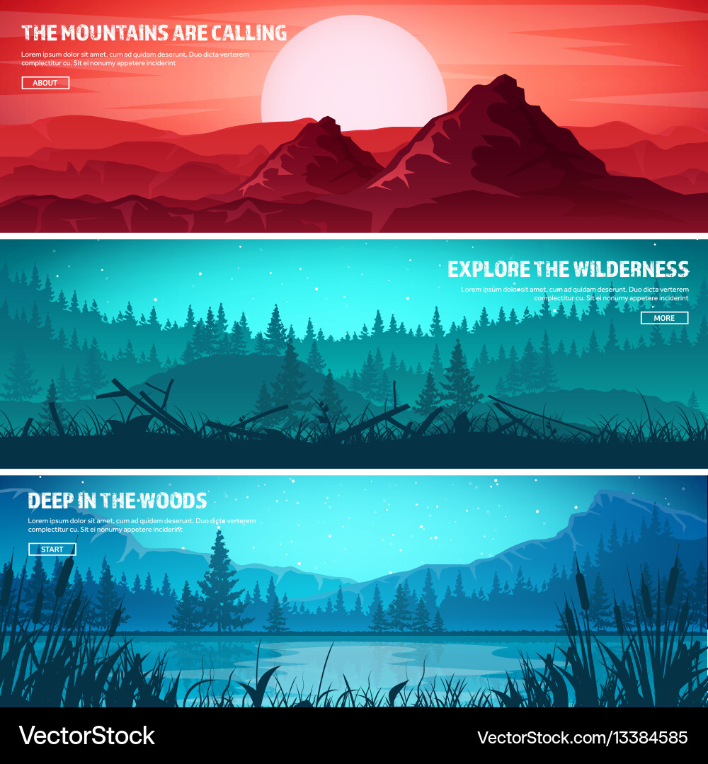 Mountains and forest wild nature landscape Vector Image
