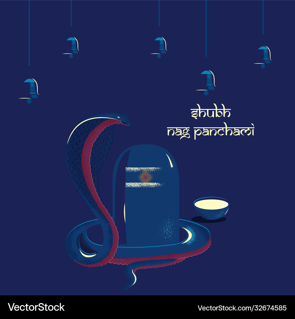 Nag panchami poster on blue dark Royalty Free Vector Image