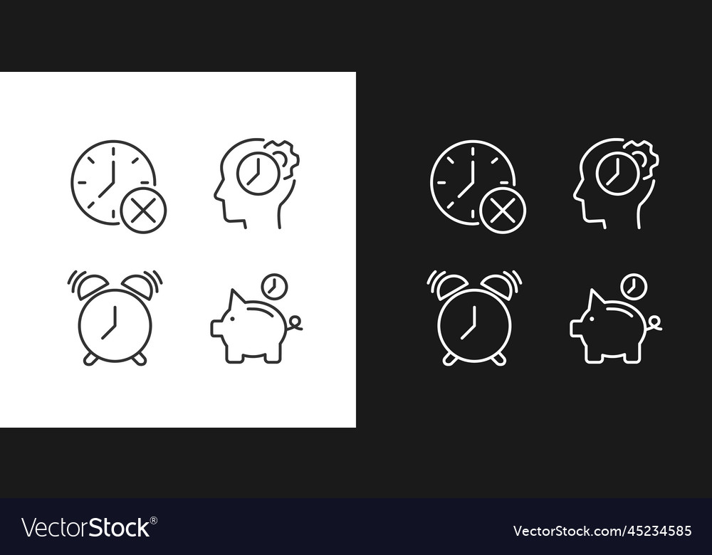 Organizing time wisely pixel perfect linear icons Vector Image Organizing time wisely pixel perfect linear icons Vector Image