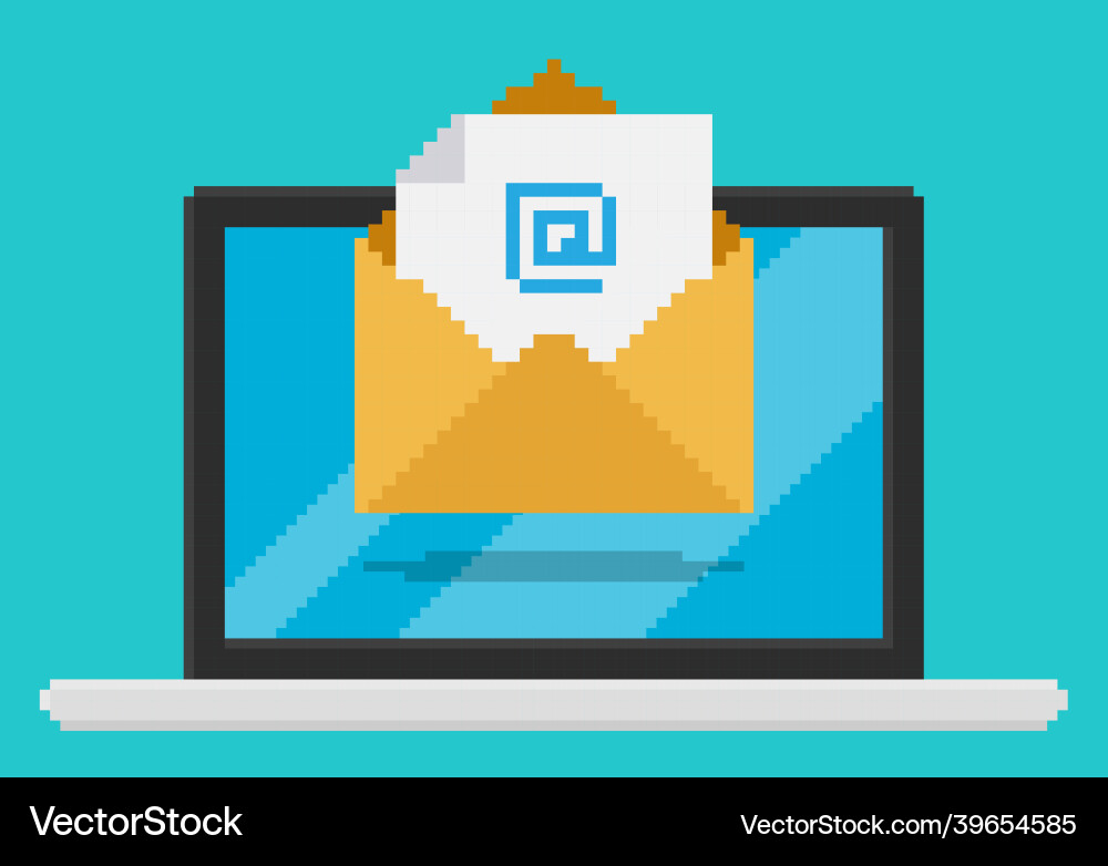 Pixel art of opend email Royalty Free Vector Image