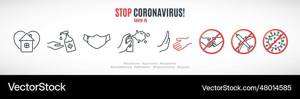 Simple line signs to prevent the spread Royalty Free Vector