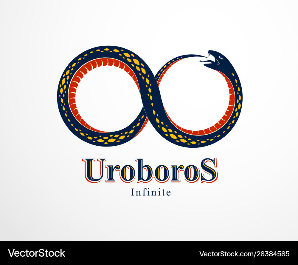 Snake eating its own tale uroboros Royalty Free Vector Image