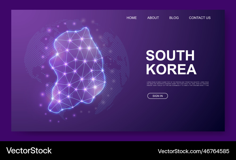 South korea 3d low poly website template republic Vector Image