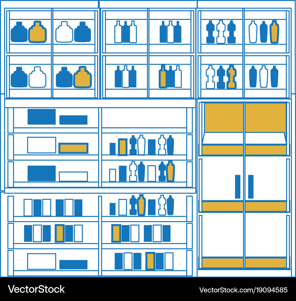 Supermarket shelves design concept Royalty Free Vector Image