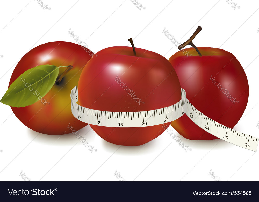 Three red apples Royalty Free Vector Image - VectorStock