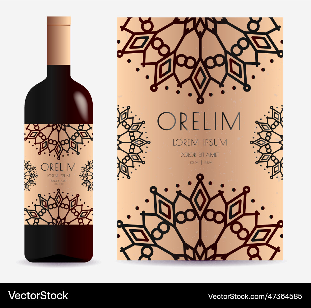 Vine label mandala black color line style Vector Image