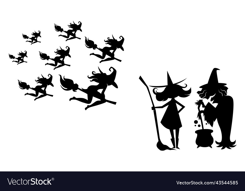 Witches riding broom craft design Royalty Free Vector Image