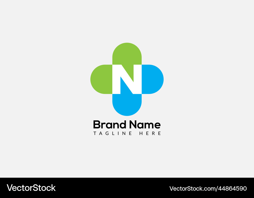 Abstract n letter modern initial medical logo Vector Image