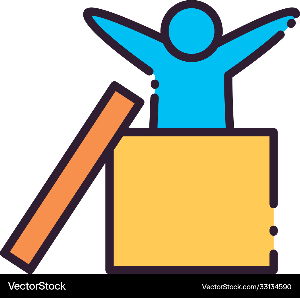 Avatar man inside gift box line and fill style Vector Image