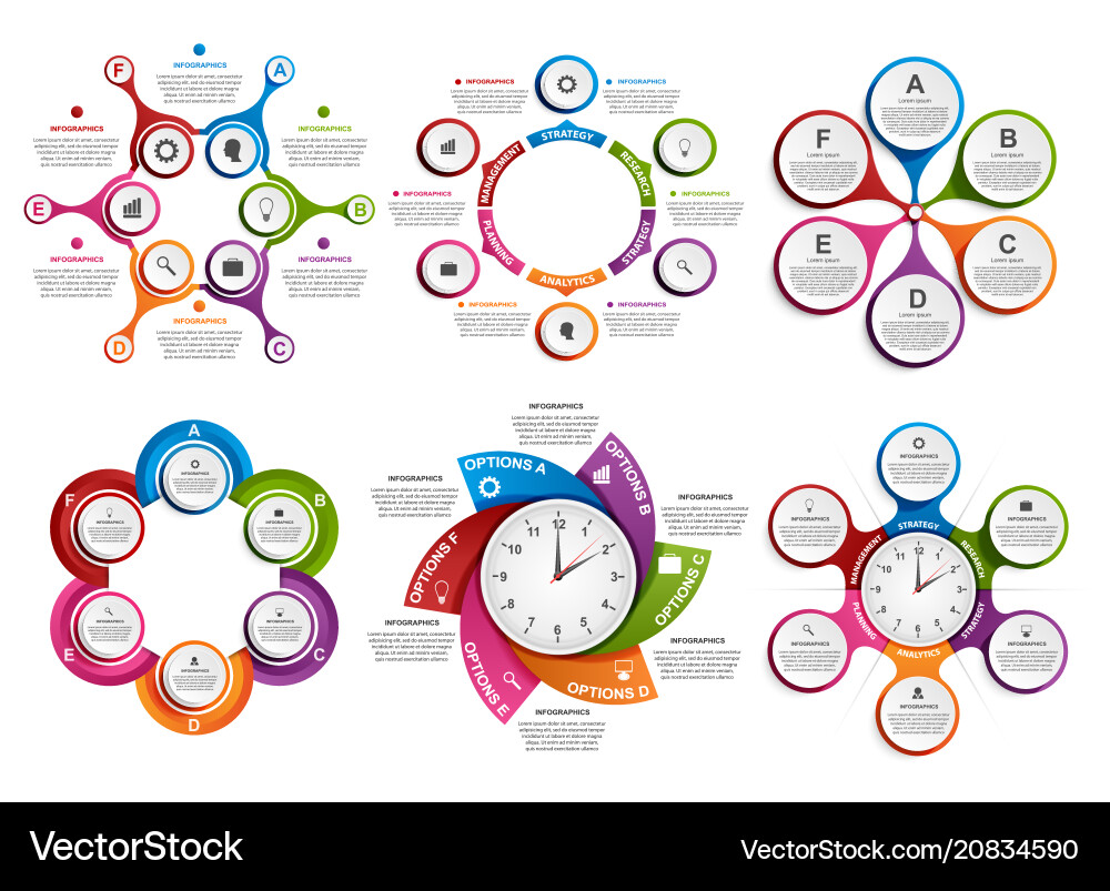 Big collection colorful infographics design Vector Image