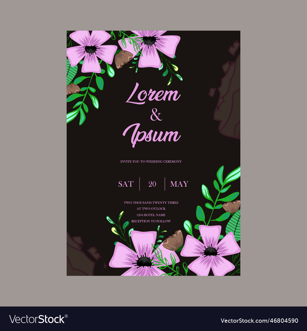 Flower Wedding Invitation Card Template Royalty Free Vector
