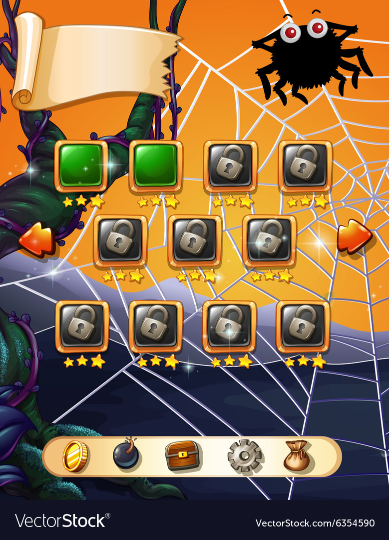 Game template with halloween theme Royalty Free Vector Image