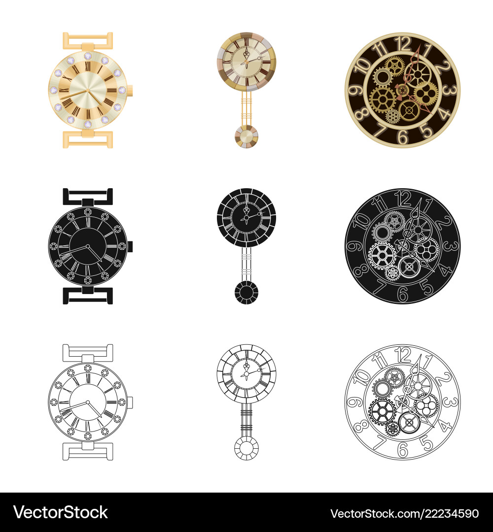Isolated object of clock and time symbol set Vector Image