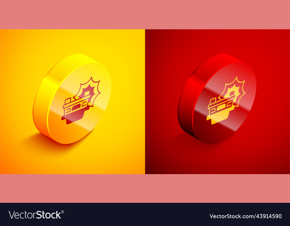 Isometric car accident icon isolated on orange Vector Image Isometric car accident icon isolated on orange Vector Image