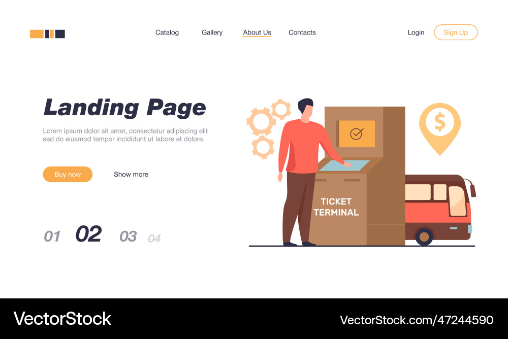 Man buying bus ticket via terminal Royalty Free Vector Image
