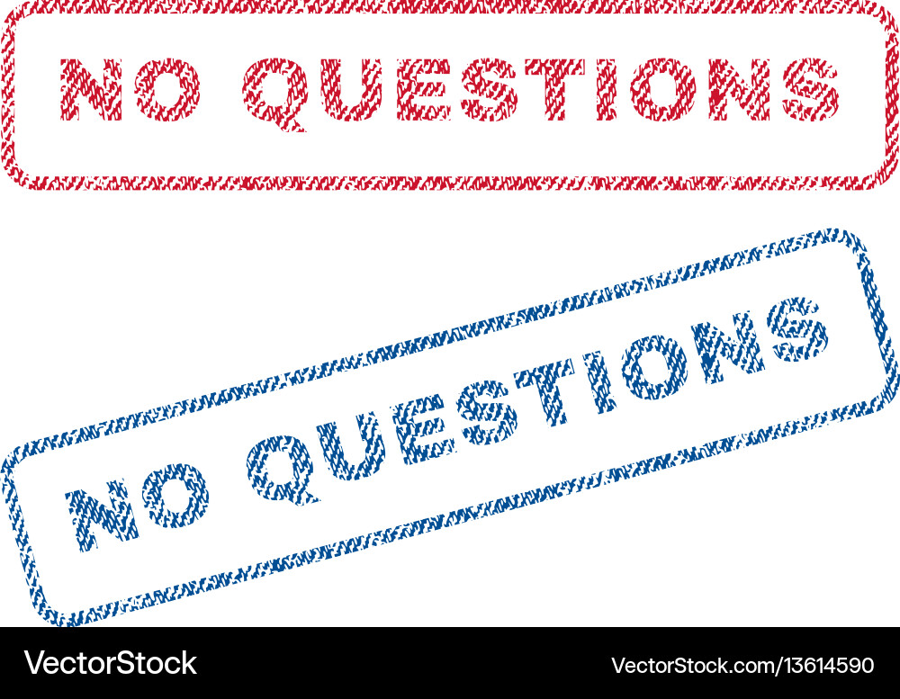 No questions textile stamps Royalty Free Vector Image