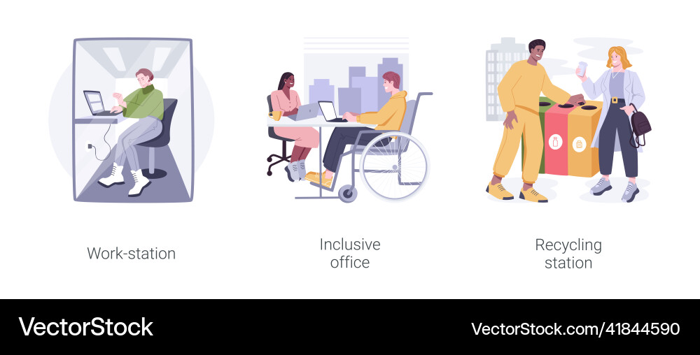 Office design and interior isolated cartoon Vector Image
