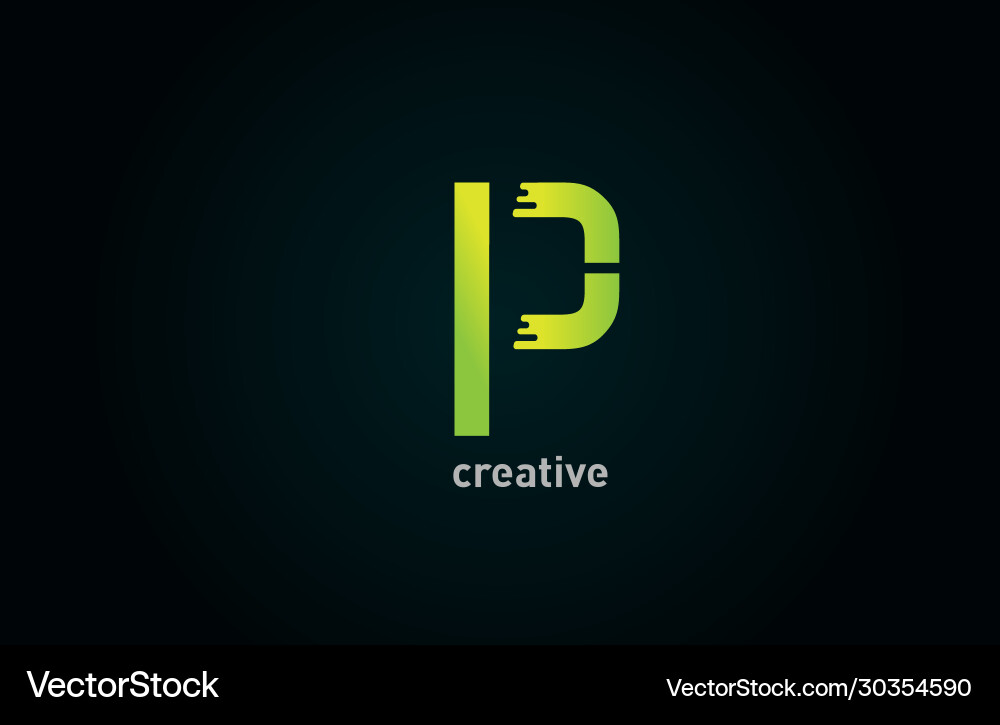 P creative green letter alphabet logo icon design Vector Image