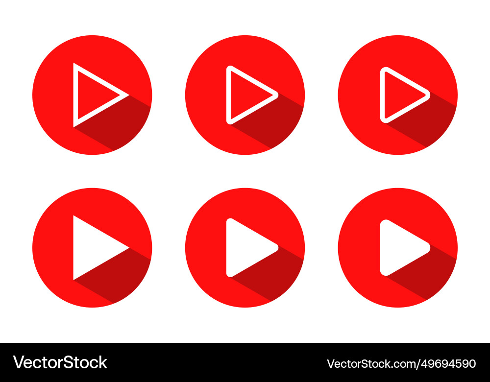 Play icon on red circle video streaming symbol Vector Image