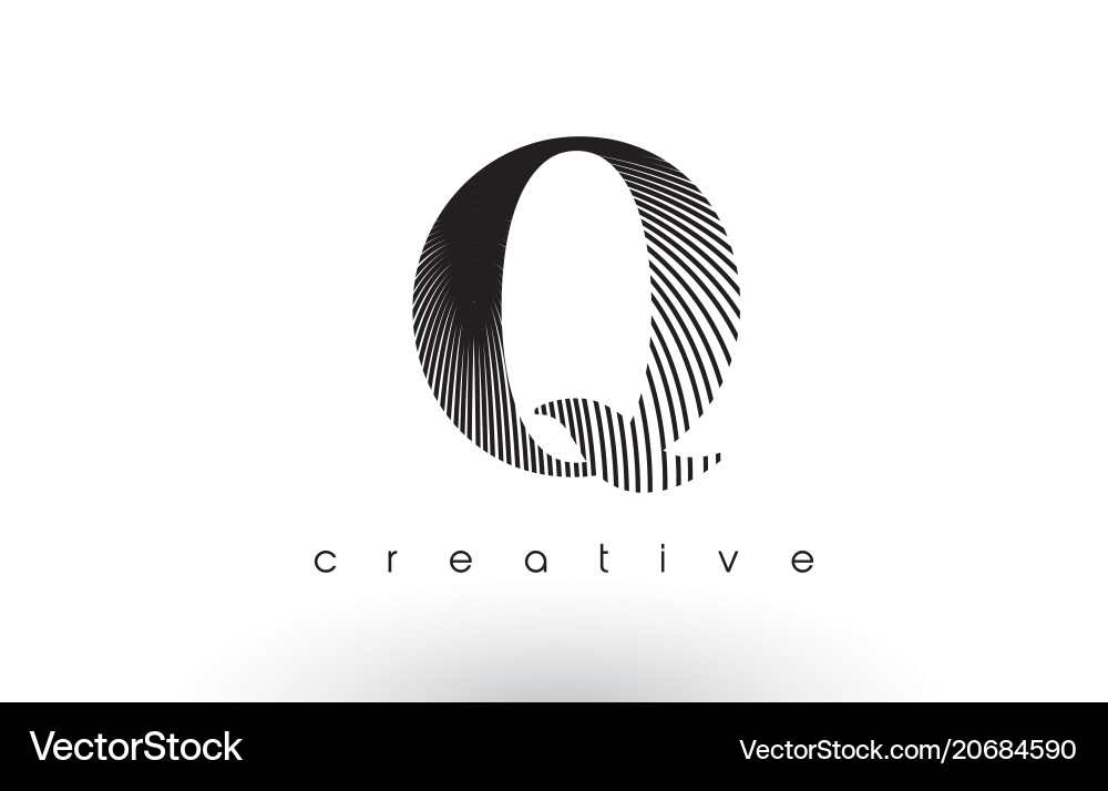 Q logo design with multiple lines and black Vector Image
