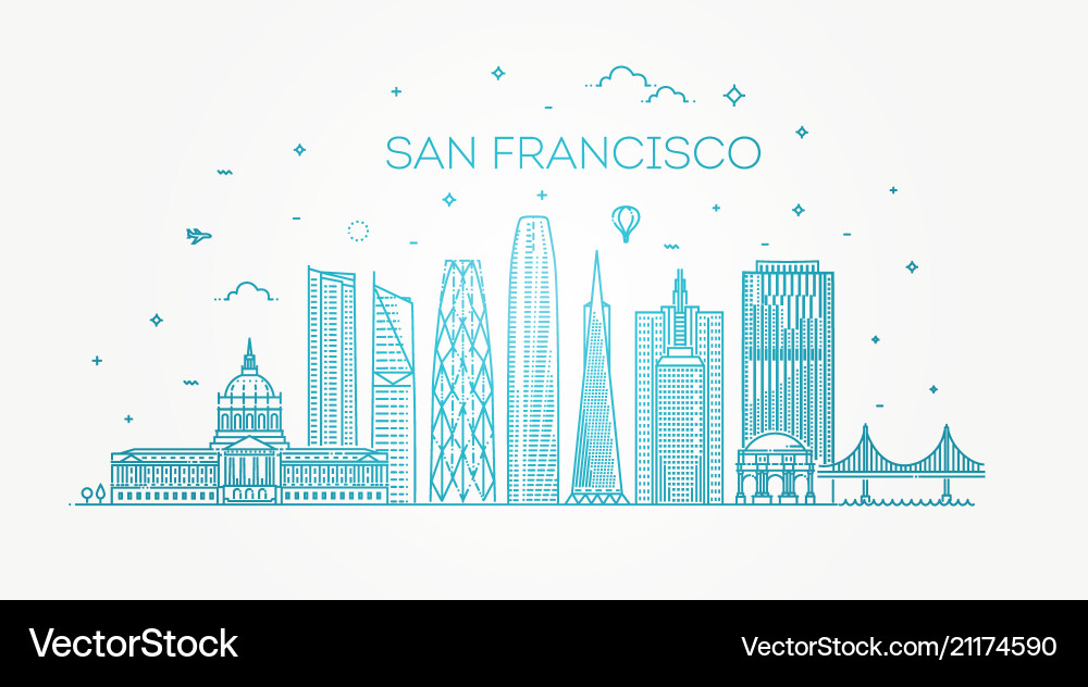 San francisco city skyline background Royalty Free Vector