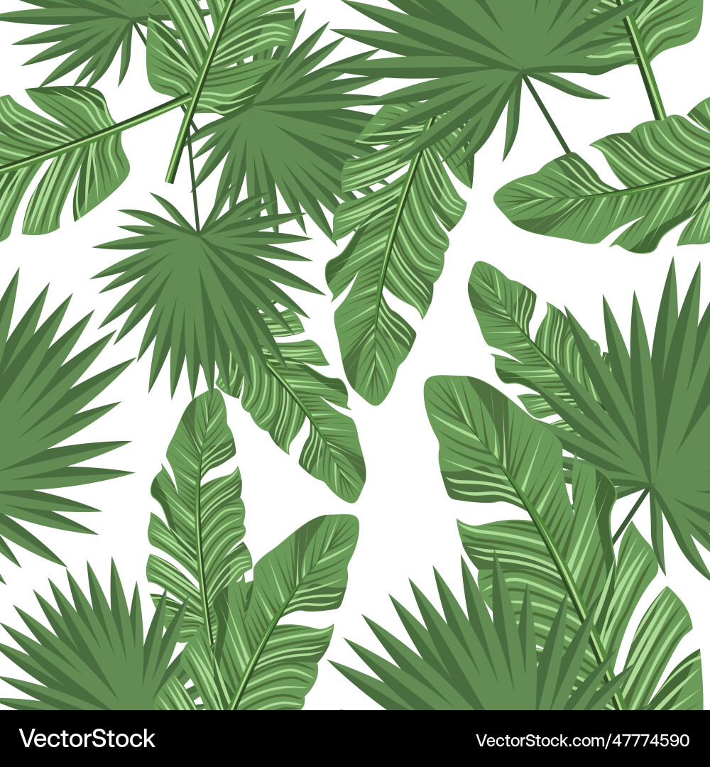 Seamless pattern of tropical leaves Royalty Free Vector