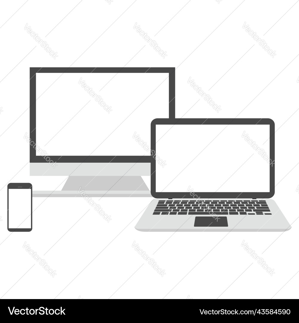 Set of devices computer laptop and mobile phone Vector Image